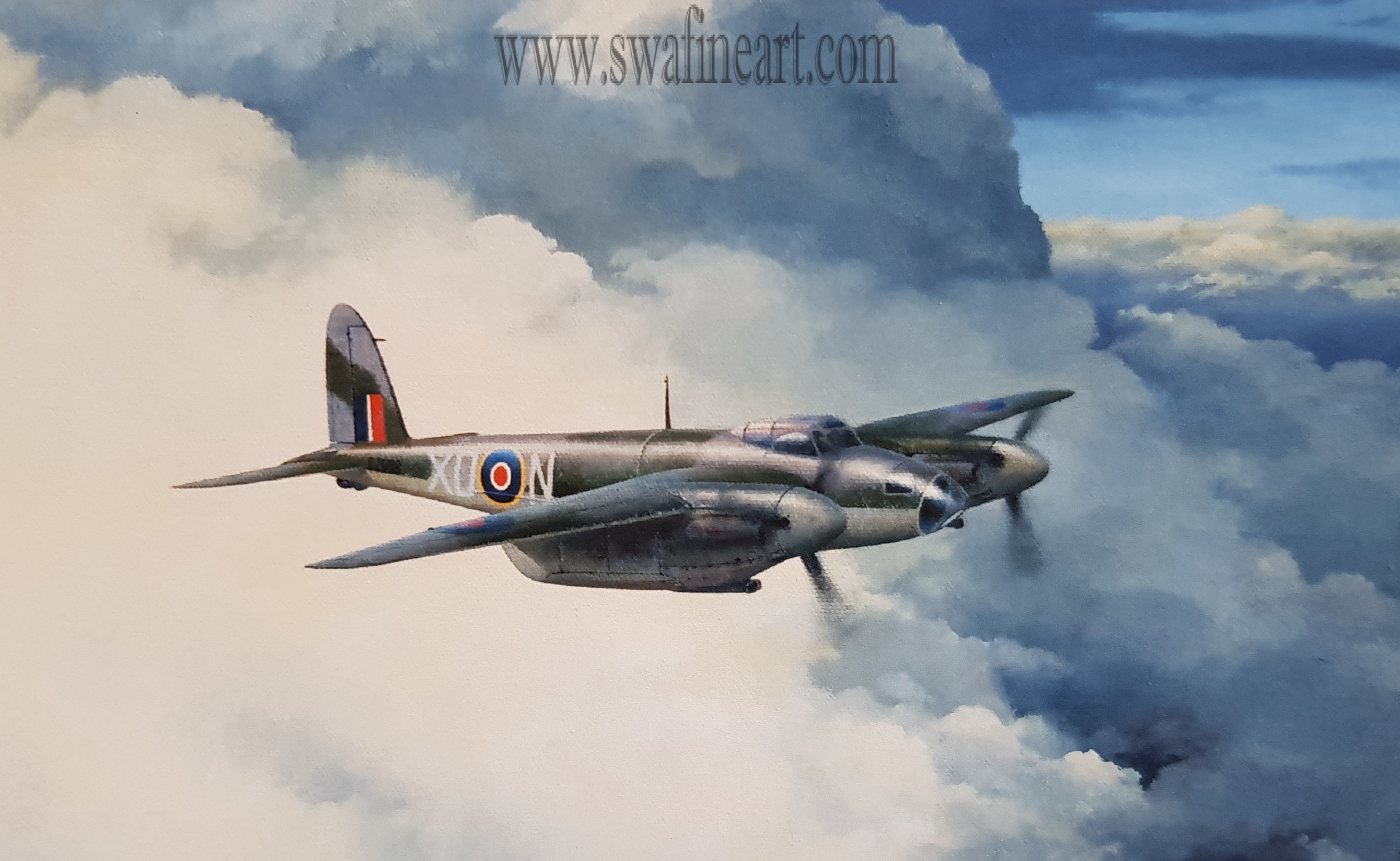 En - route Mosquito print by Stephen Brown bomber command