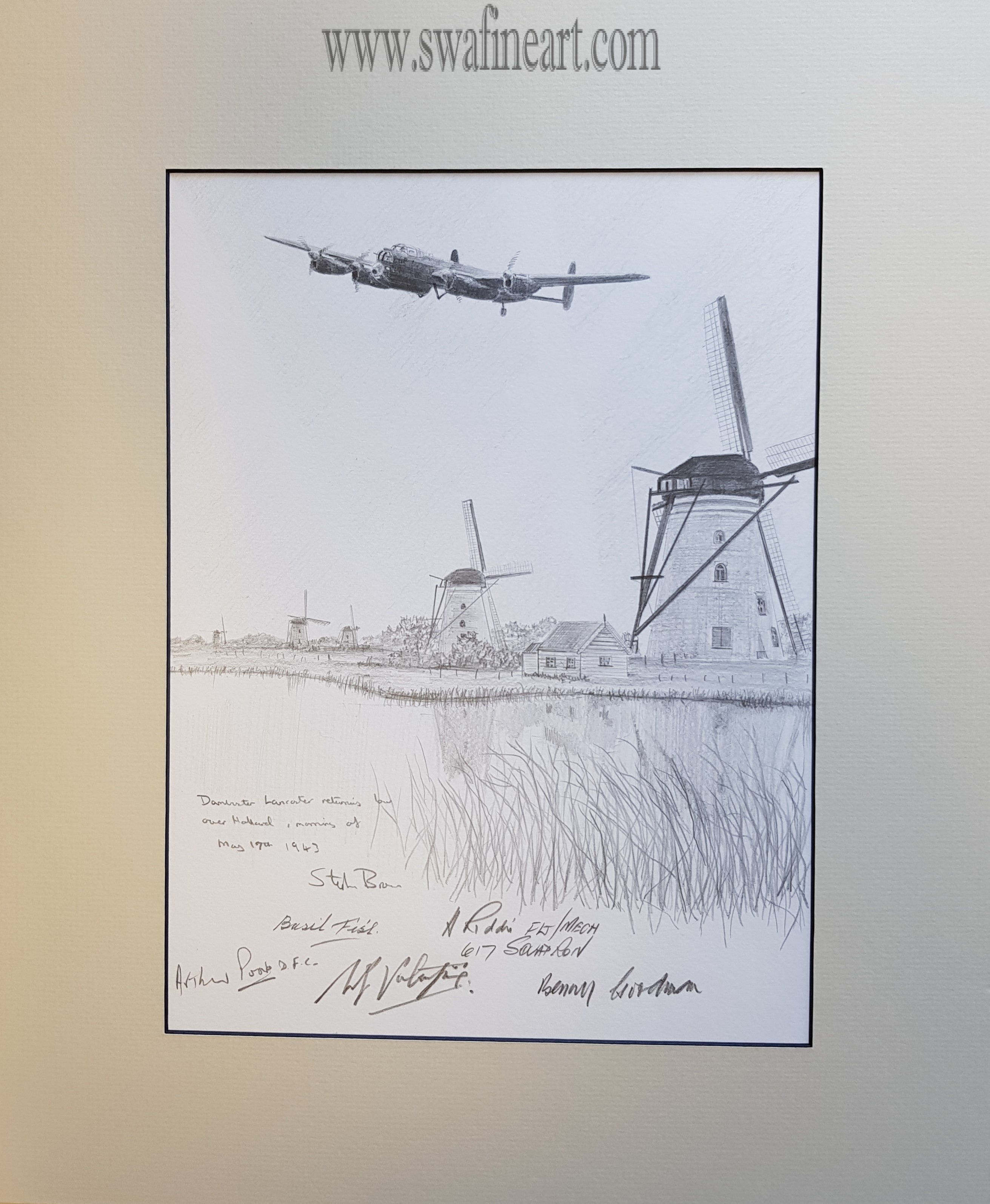 Lancaster 617 Squadron By Stephen Brown original pencil drawing