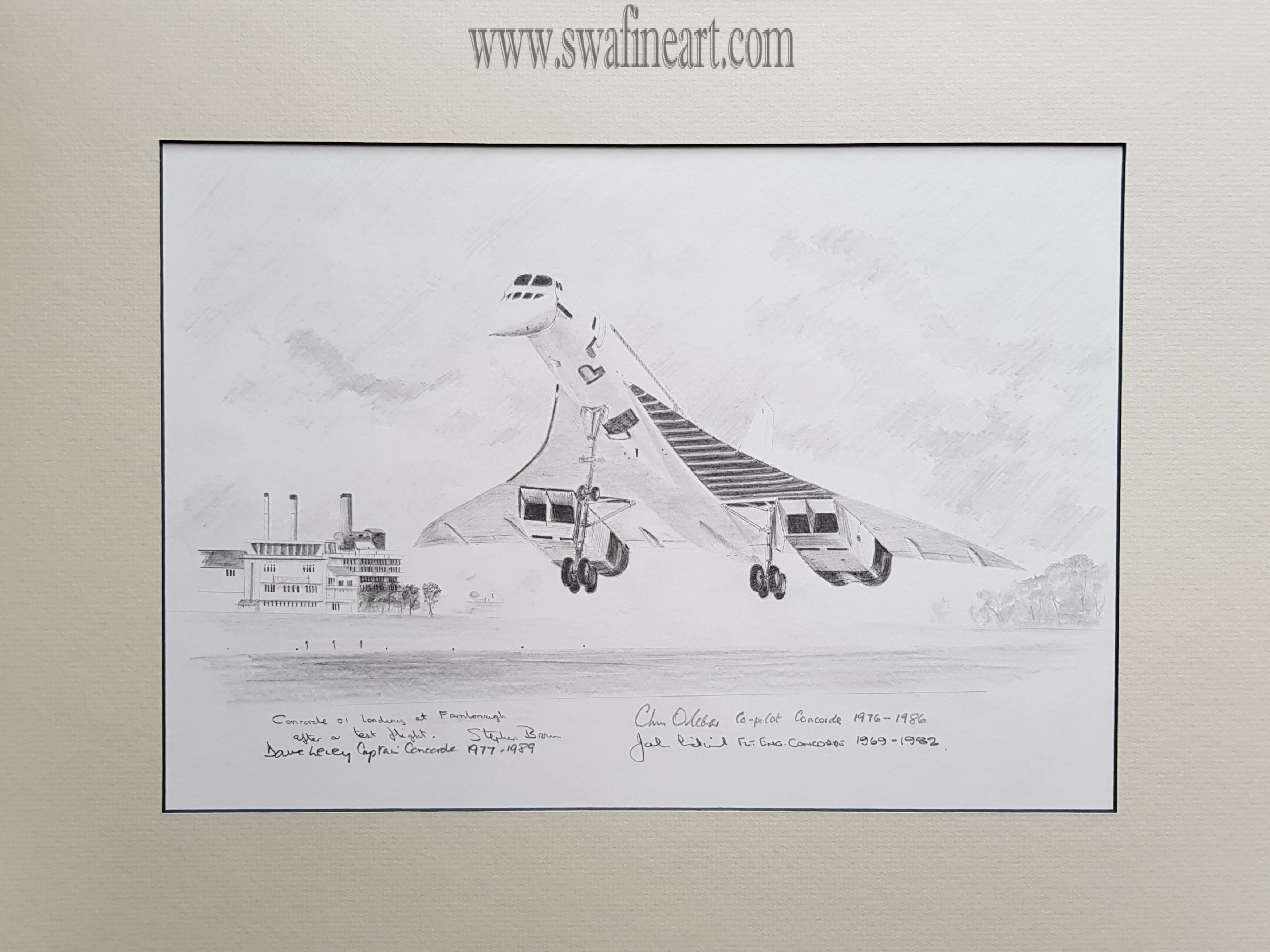 Concorde 01 Farnborough Stephen Brown original pencil drawing