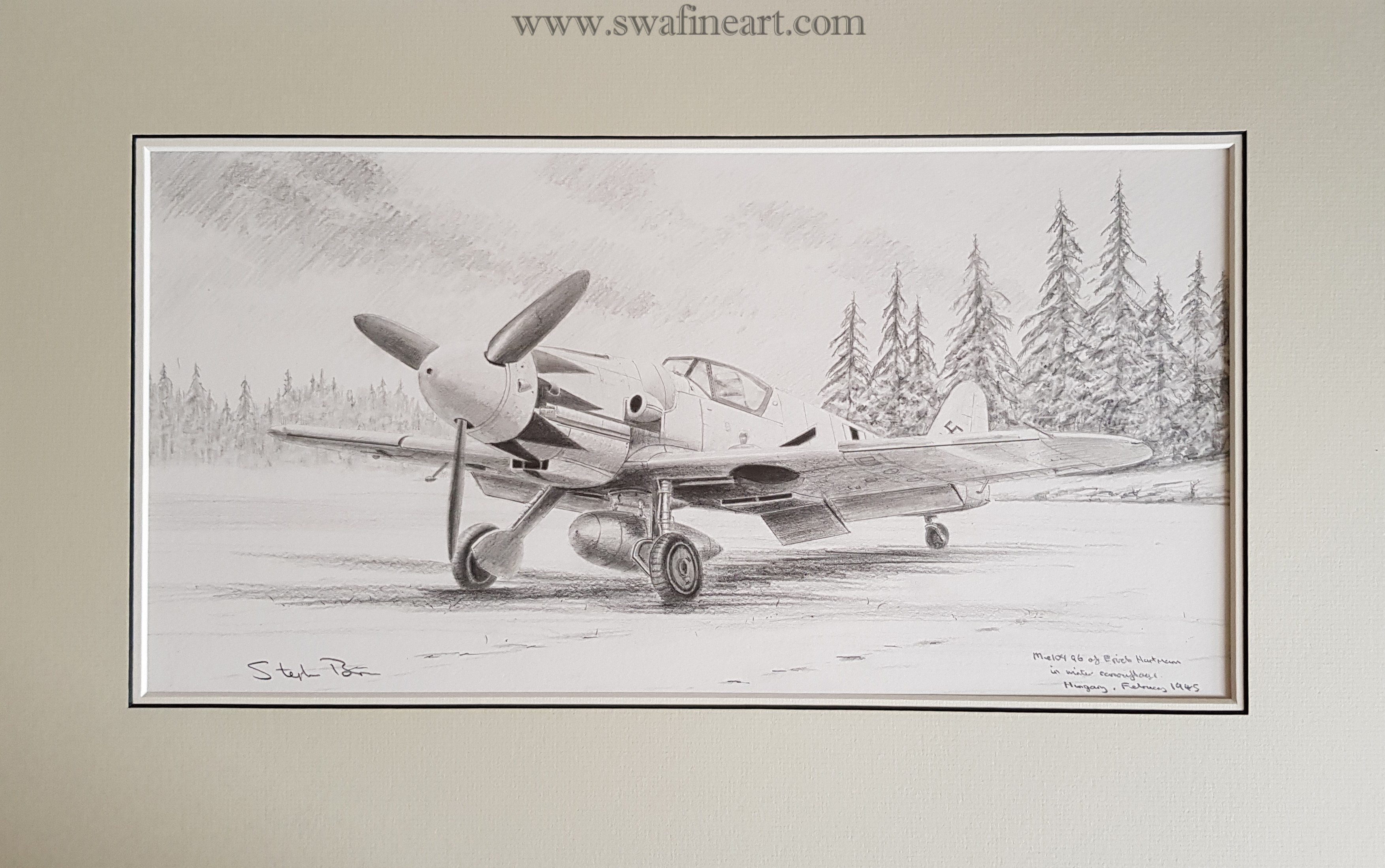 Me109 G6 original pencil drawing (Stephen Brown Aviation Artist)