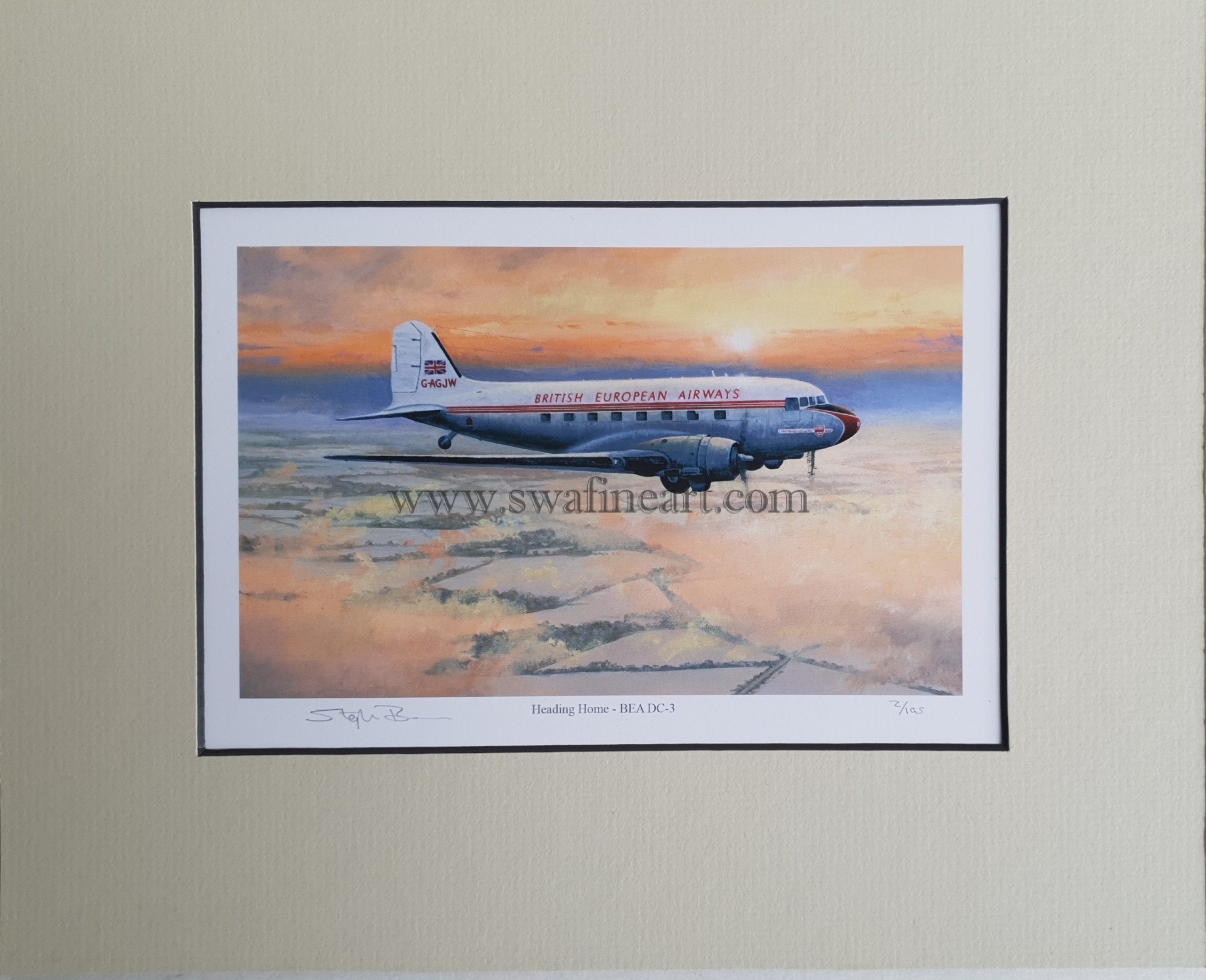 British European Airways Douglas DC 3 Aviation art print